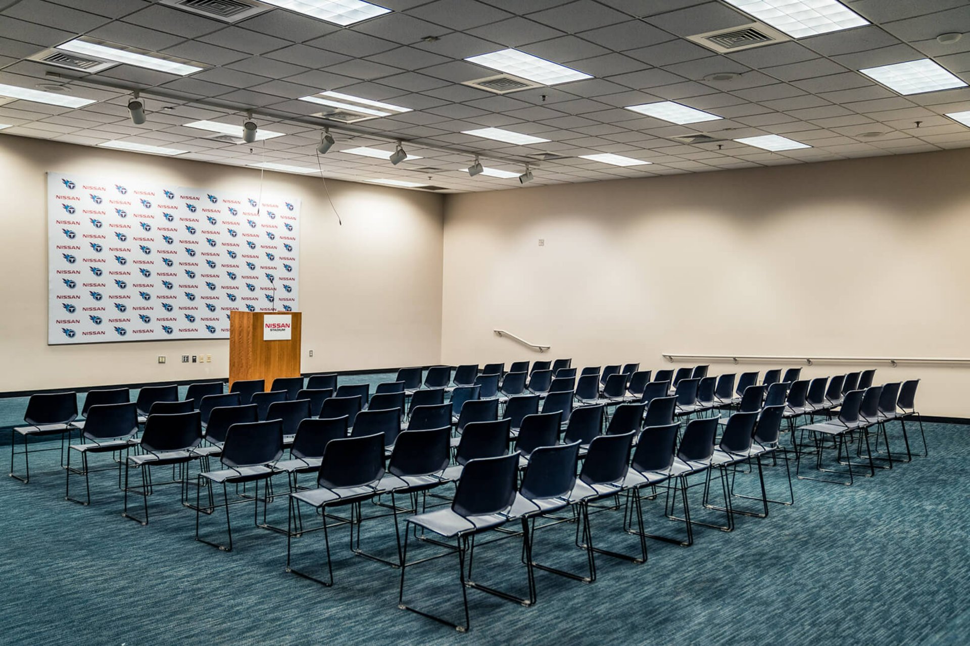 Post-Game Interview Room at Nissan Stadium - Performance Space in in ...
